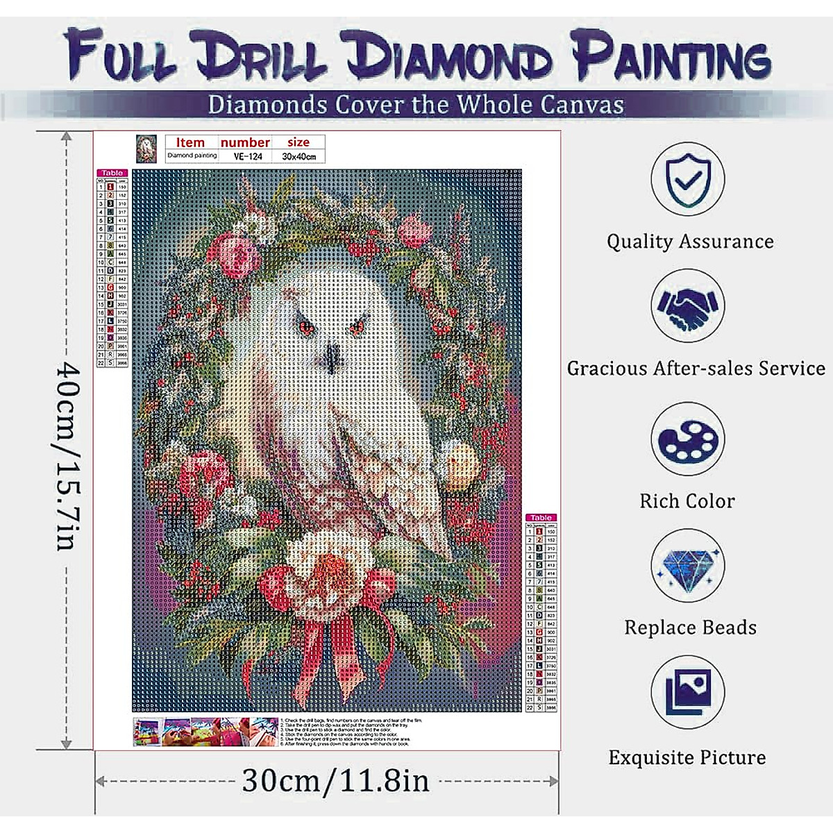 VeGuude Diamond Painting Kits for Adults, Owl 5D Diamond Art Kits, Full Drill DIY Crafts for Adults Home Wall Decor Gift Diamond Dots [11.8x15.7inch]