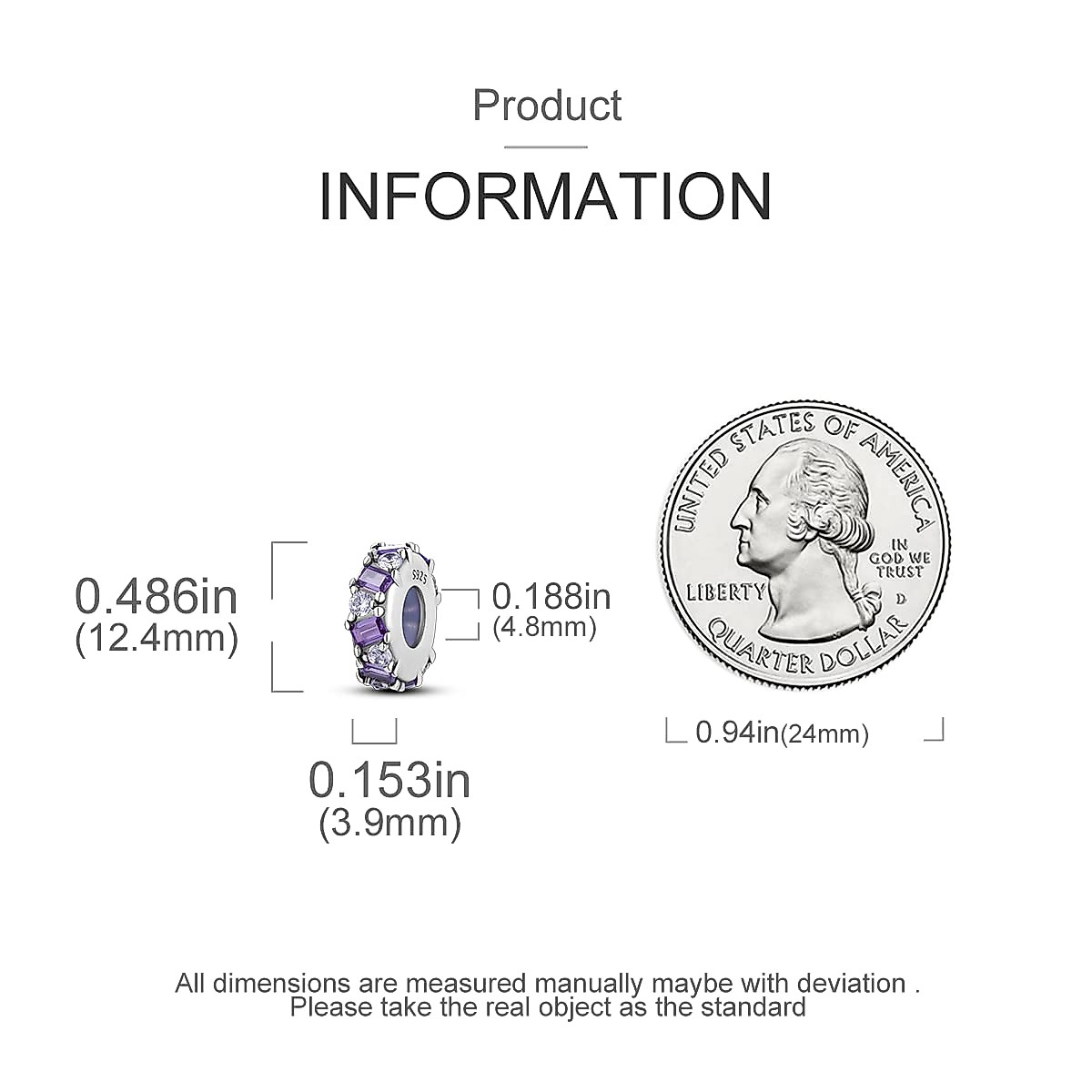 Parmuz Stoppers beads Charms for Charm Bracelets 925 sterling silver clip Rondelle Spacer Charm with rubber inside Jewelry Gift for Woman