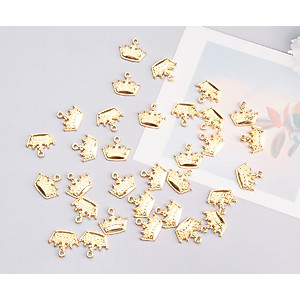 Ruwado 30 Pcs Tiara Charm Mini Metal Vintage Cute Jewelry Pendant for DIY Making Necklace Bracelet Necklace Jewelry Making Crafting Accessories Earring Zippers (Gold)