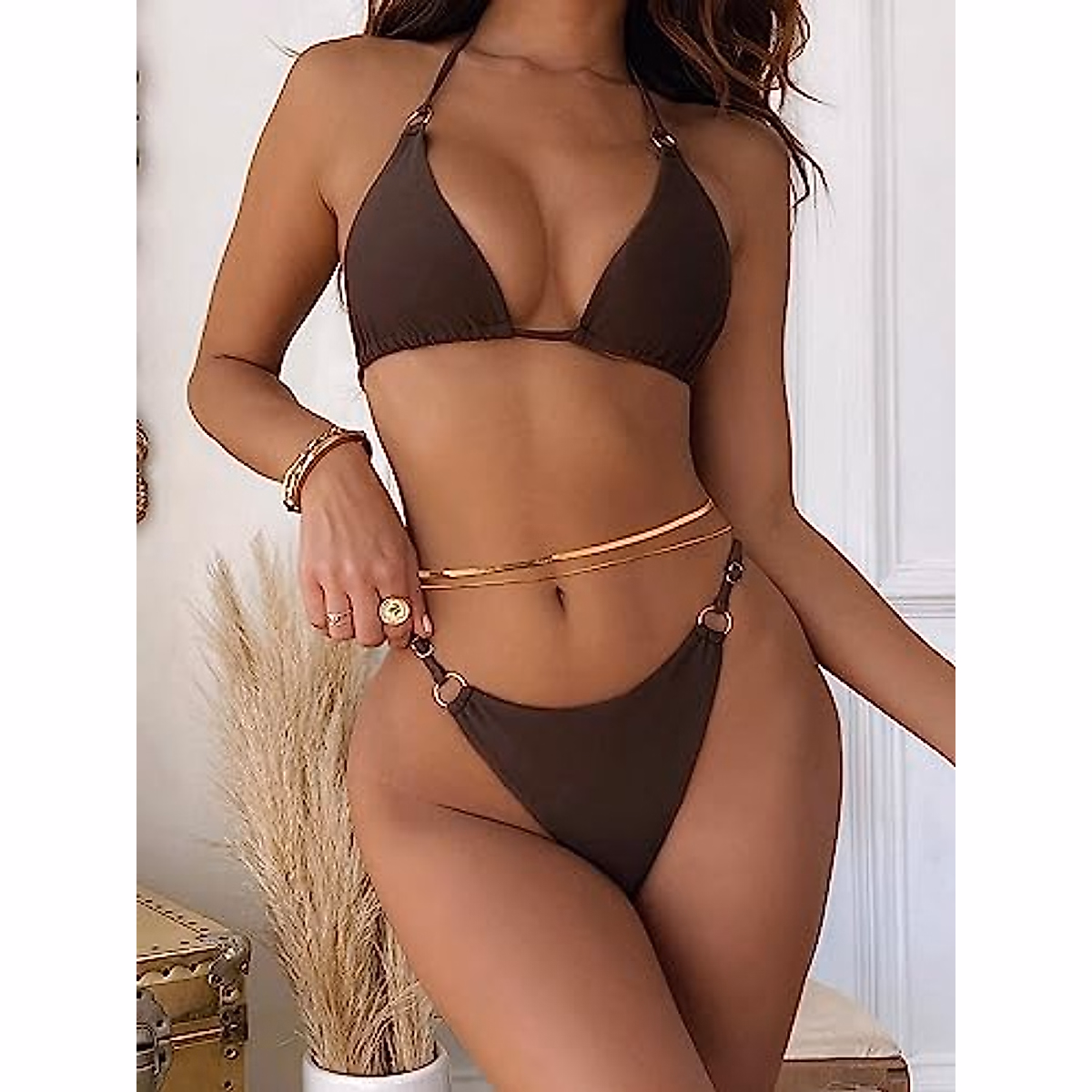 18K Gold Plated Waist Chain Summer Bikini Belly Chain Layered Herringbone Snake Belly Chains for the Waist Adjustable Plus Size Sexy Body Waist Chains for Women 27.5-37.3Inch (Simple Herringbone)