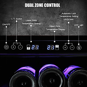 Antarctic Star 24" Wine Cooler Beverage Refrigerator Under Counter Beer Mini Fridge Built-in Freestanding Stainless Steel Dual-Layer Digital Temperature Control Glass Door…