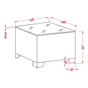 Furniture of America Condor Rattan Glass Top Patio End Table in Gray