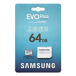 Samsung 64GB MicroSDXC EVO Plus Memory Card Works with Samsung Phones A02s, A02, A32, A12 Galaxy Series Class 10 (MB-MC64KA) Bundle with (1) Everything But Stromboli MicroSD & SD Memory Card Reader