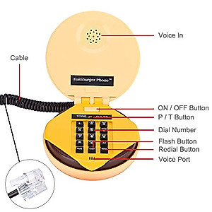 Hamburger Phone, Cheeseburger Burger Hamburger Phone Cute Telephones Landline Corded Phone Desktop Phone for Home Hotel Office Decoration Kids Gift