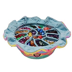 CardKingPro Immense - OCD Edition - Dice Bags with 15 Pockets - Rainbow & Blue - Capacity 200+ Dice - Great for Dice Hoarders [Patented Design]