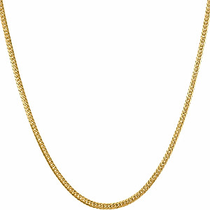 LIFETIME JEWELRY Crushed Herringbone Chain Necklaces for Women and Men 24k Gold Plated (20 inches, 2mm, Gold)