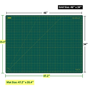 NEWBRAUG 36'' × 48'' Large Self Healing Cutting Double Sided 5-Ply Mat, Big Cutting Board for Rotary Cutting, Quilting, Sewing, Craft, Fabric & Scrapbooking(Green/Black)