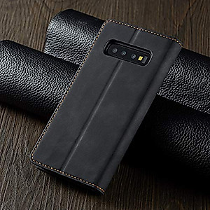 EYZUTAK Premium PU Leather Flip Folio Case for Samsung Galaxy S8, Protective Case with Kickstand Card Slot Magnetic Closure Shockproof Wallet Cover for Samsung Galaxy S8 - Black
