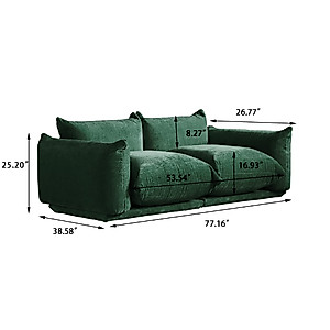 TIFLON Modular Sectional Sofa,77.16inch Minimalist Sofa Couch,Convertible Couch, Lovesofa Chenilleyarn 2 Seat Modern Living Room Sofa Sets for Office House-Green