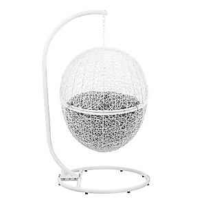 Modway Encase Outdoor Patio Rattan Swing Chair in White Gray