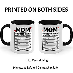 2IMT Mom Nutrition Facts Mug - Best Mom Mug Funny Mugs For Mom - Mother's Day Coffee Mug For Mom from Son - Cool Mom Mug Nutrition Facts Mug for Mom Mothers Coffee Mug - Black Accent Mug 11oz