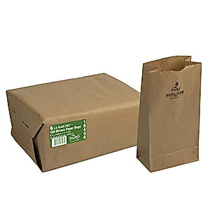 Duro ID# 18406 6# SOS Bag 35# 100% Recycled Natural Kraft, 6" H, 500 Piece