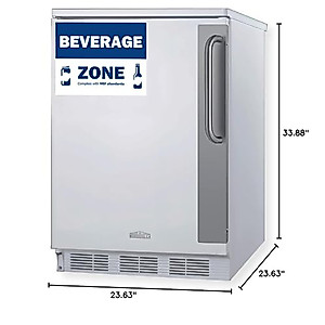 Summit Appliance FF6W7BZLHD Commercial 24" Wide All-Refrigerator; For use in Bars, Restaurants, and Other Commercial Environments; 5.5 cu.ft Capacity; Automatic Defrost; Left Hand Door Swing