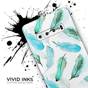 DesignSkinz Feathery Watercolor Protective Vinyl Decal Wrap Skin Cover Compatible with The Samsung Galaxy S20 (Screen Trim & Back Glass Skin)