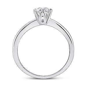 The Diamond Deal 14kt White Gold Womens Round Diamond Solitaire Bridal Wedding Engagement Ring 1/2 Cttw