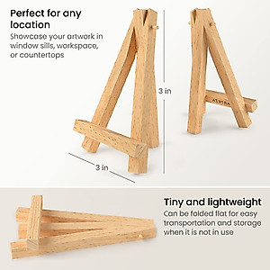 ARTEZA 5 Inch Mini Display Wood Easel, Pack of 40 Art Supplies for Displaying Small Canvases, Business Cards, Photos