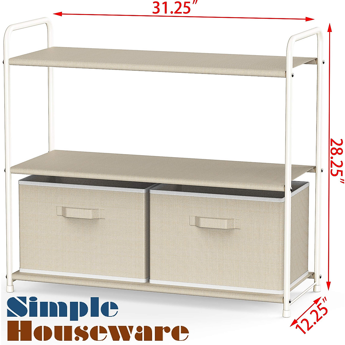 Simple Houseware 3-Tier Closet Storage with 2 Drawers, Beige