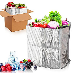 ABC Foil Insulated Box Liners 8 x 8 x 8 Inch, Pack of 5 Silver Insulated Shipping Boxes for Frozen Food, Odorless Insulated Shipping Containers, Leakproof Cold Shipping Boxes for Frozen Fish, Meat