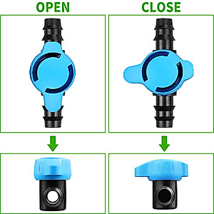 Arfun 6 Pack Drip Irrigation 1/2 inch Barbed Valve, Drip Line Parts 1/2" Shut Off Valve Fits for 1/2 Inch Drip Irrigation Tubing (.570-.620" ID) for Drip or Sprinkler Systems