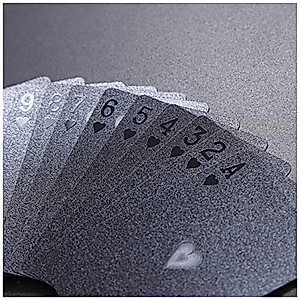 MSTICORA Gold Foil Poker Set - US Dollar Playing Cards - Plastic Playing Cards - Casino Cards (Black 1 Deck)