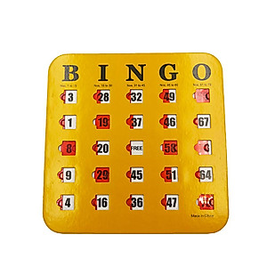Yuanhe Shutter Slide Bingo Cards - 5 Pack Multi Color Extra Thick Stitched, Easy Read with Finger-Tip Sliding Windows