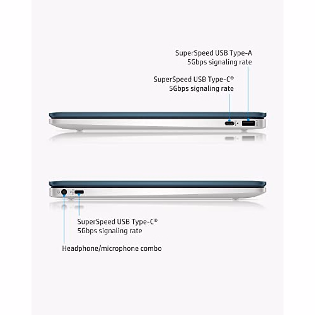 HP Chromebook 14 Laptop, Intel Celeron Processor, 4 GB RAM, 32 GB eMMC, 14” HD (1366 x 768), Display, Chrome OS, Webcam & Dual Mics, Work, School, Entertainment, Long Battery Life (14a-na0120nr, 2021)