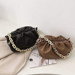 Clutch Purses for women Evening Bag Shoulder Bag Pleated Purse Flapper Ruched Multipurpose Purse(Black)