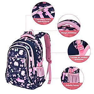 Atarni School Backpack Girls Set Bookbag - with Lunch Bag & Pencil Case Bookbags Middle Elementary Preschool Kindergarten Supplies for Teen Little Children Student (Blue)