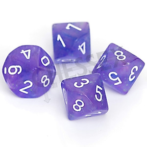 Chessex Borealis Purple/White Luminary Set of Ten d10s (27377)
