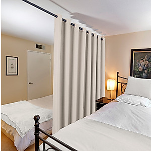 H.VERSAILTEX Room Darkening Linen Curtain for Bedroom/Living Room Extra Wide Blackout Curtains 100 x 84 Inches for Patio Glass Door, Primitive Textured Thick Linen Burlap Look Fabric, Heather Ivory