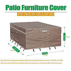 Garden Balsam Heavy Duty Waterproof Patio Furniture Covers,Fade Resistant Outdoor Table and Chair Covers Rectangular 110" Wx 83" D x 28" H Brown