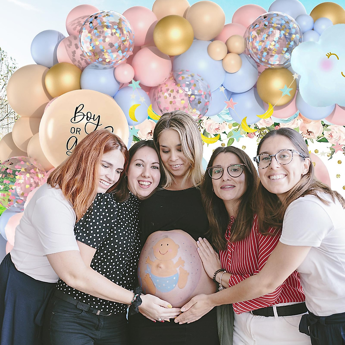 DoreenBow Baby Boxes Gender Reveal Balloon Decorations Kit Pink and Blue Balloons Arch Kit 4Pcs Baby Box with Letters(BABY) for Baby Shower Birthday Decor Gender Reveal Party Decor Supplies