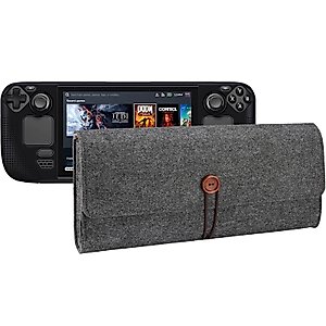 ProCase Felt Pouch Sleeve for Steam Deck, Portable Travel Storage Bag Ultra Slim Carrying Case Cover for Valve Steam Deck 2021 Release –Black
