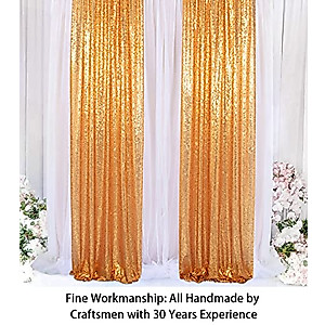 Sparkle Backdrop Curtain Gold 2 Panels Set Sequin Photo Backdrop 2FTx8FT Sequin Backdrop Curtain Pack of 2-1220S