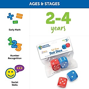 Learning Resources Foam Dice: Dot Dice, Red and Blue 6-Sided Foam Dice, Early Math Skills, Set of 2, Grades PreK+, Ages 3+