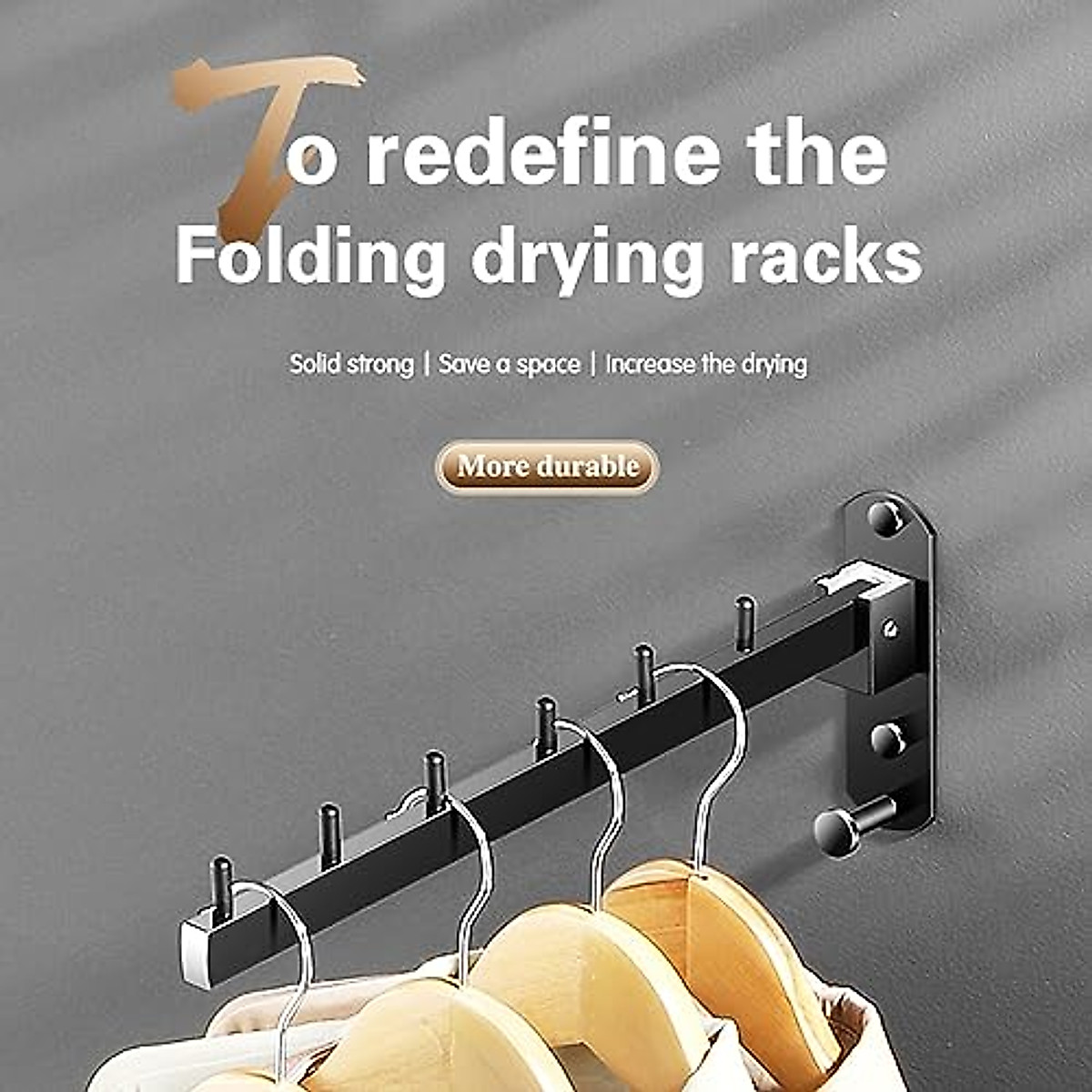 Haokaini 2pcs Laundry Hangers Wall Mounted Clothes Hanger Rack Foldable Stainless Steel Heavy Duty Clothing Drying Rack for Laundry Room Bathroom Balcony Utility Room