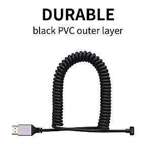 RIIEYOCA 90 Degree Down Angle UHD 4K Micro HDMI Male to HDMI Male 18Gbps High Speed 2.0 Extender Coiled Cable Supports 4K@60Hz,1080p,ARC,3D,for Laptop,DVRs,HDTV,Roku Ultra Stretchable to 1.5M/5FT