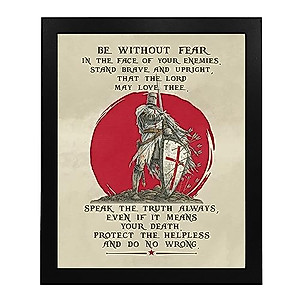 "Be Without Fear-Stand Brave & Upright"-Inspirational Christian Wall Art-11 x 14" Motivational Armor of God Warrior Print-Ready to Frame. Home-Office-Church-Religious Decor. Great Gift of Motivation!
