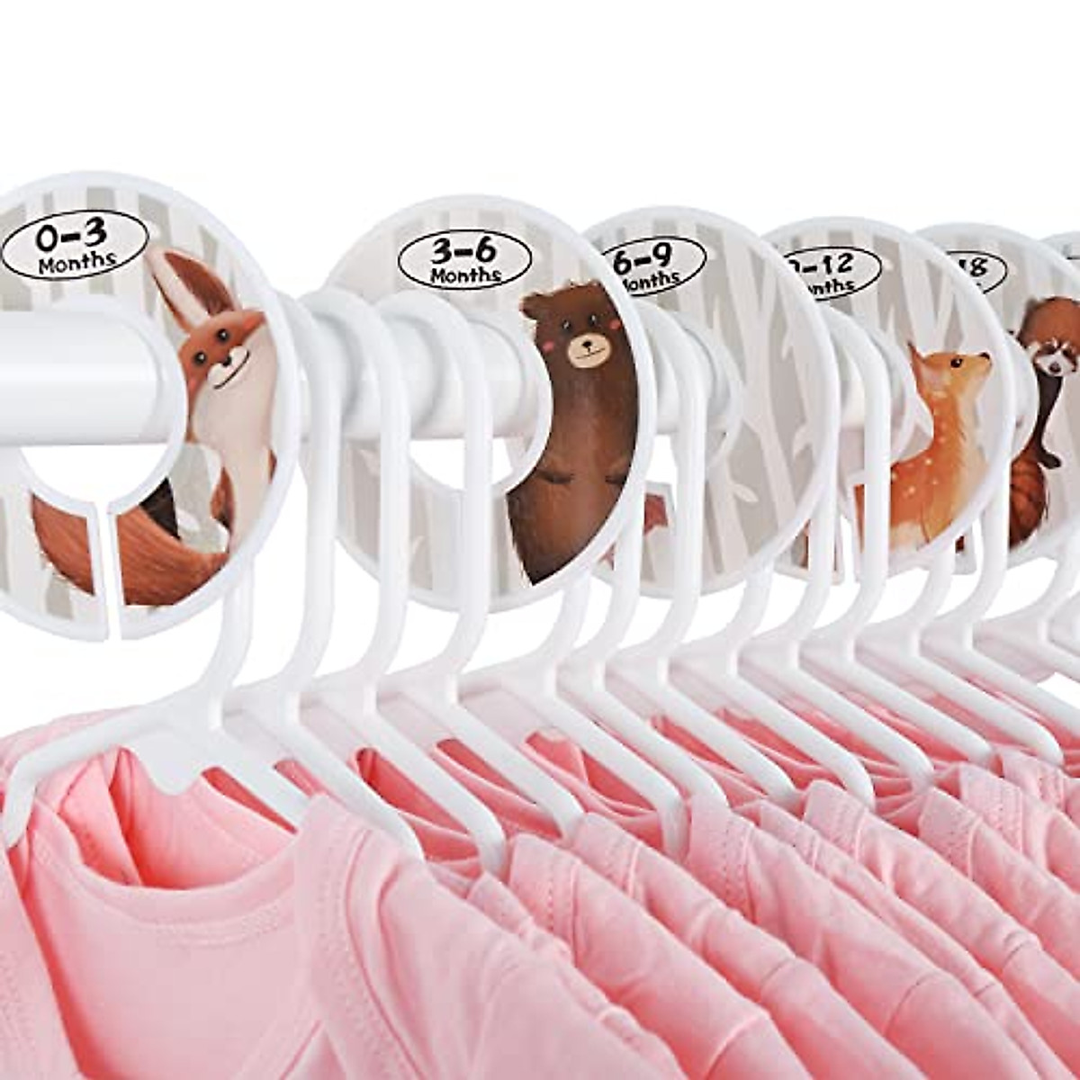 Minnebaby Plastic Baby Hangers 60 Pack, Ultra Thin No Slip Infant Nursery Clothes Hangers with 6 Pcs Cute Clothing Dividers for Boys & Girls Closet Organizer, White Kids Hangers