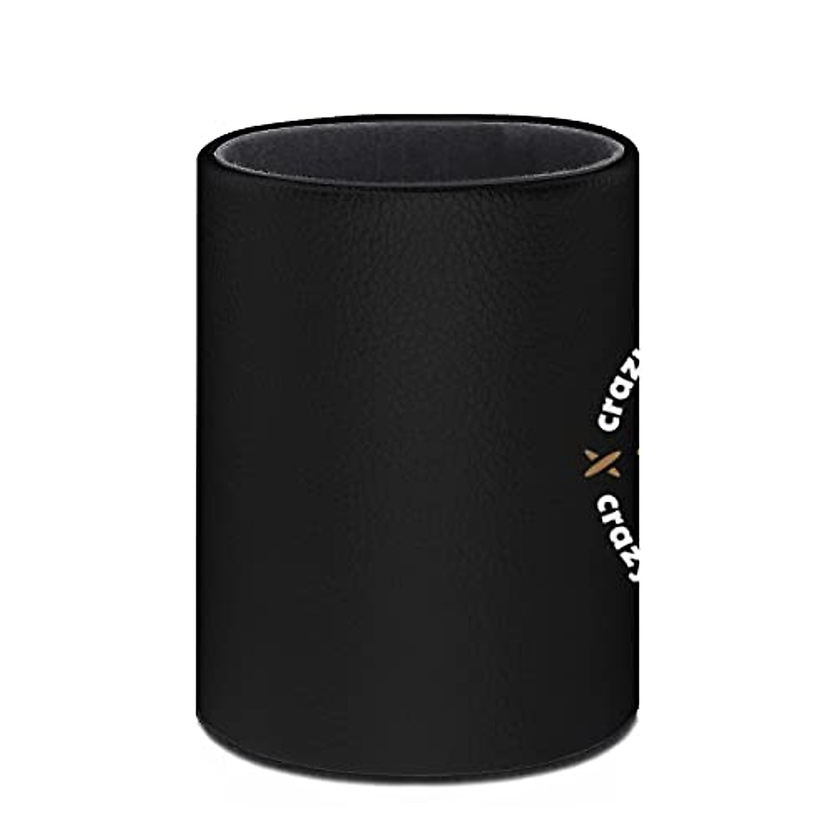 Crazy Guinea Pig Woman Round PU Leather Pen Holder Desk Organizer Storage Container Pencil Container Brush Scissor Box