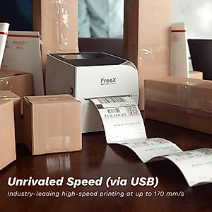 FreeX WiFi SuperRoll Thermal Printer for 4x6 Shipping Labels | White, Wireless Shipping Labels Printer | Works with Zebra, Brother, Dymo Labelwriter 4XL, Rollo, Munbyn, MFlabel, Comer, Polono Labels