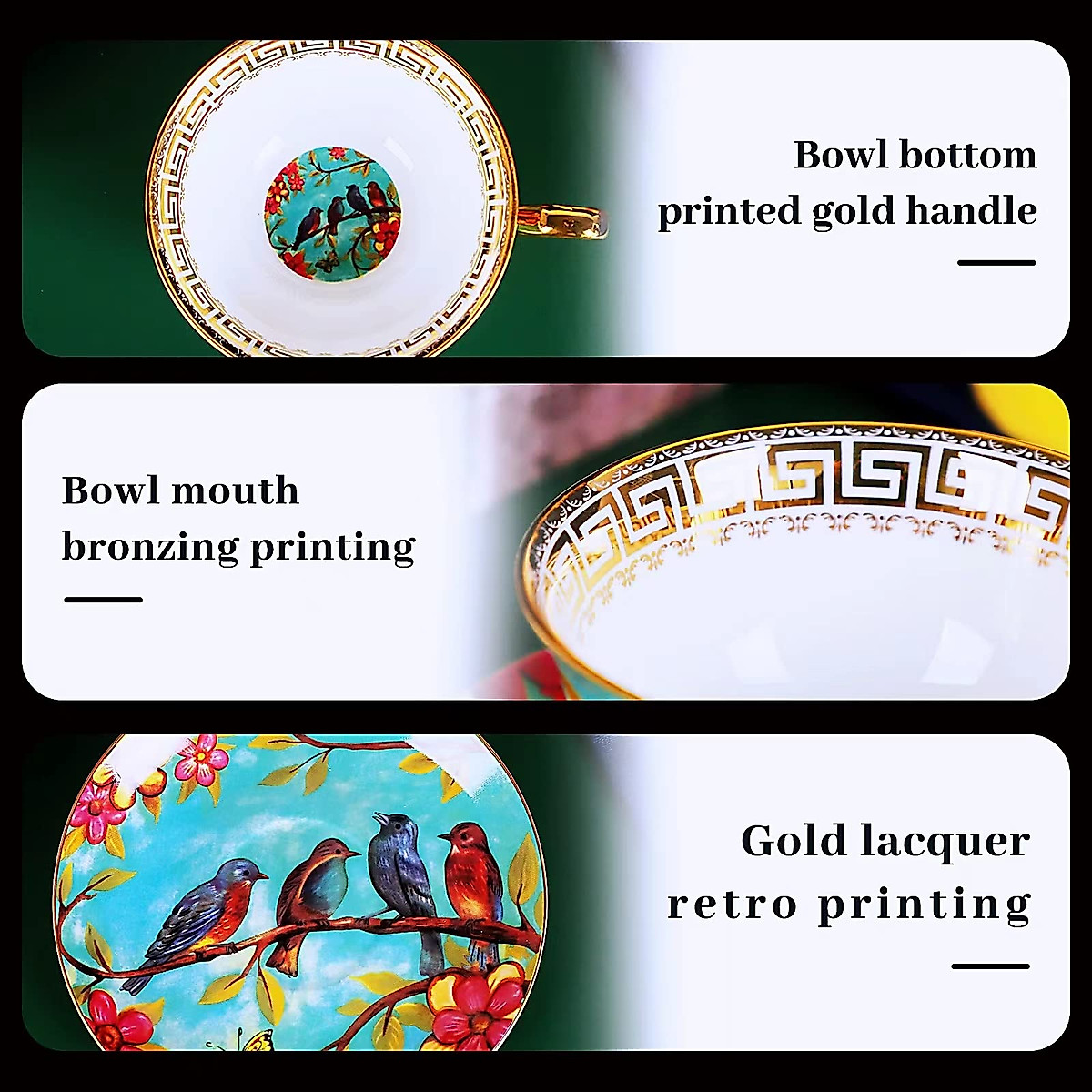 Moritic vintage art bone china exquisite coffee cup with spoon and European style tea cup and saucer set suitable for all kinds of leisure (blue, 1)