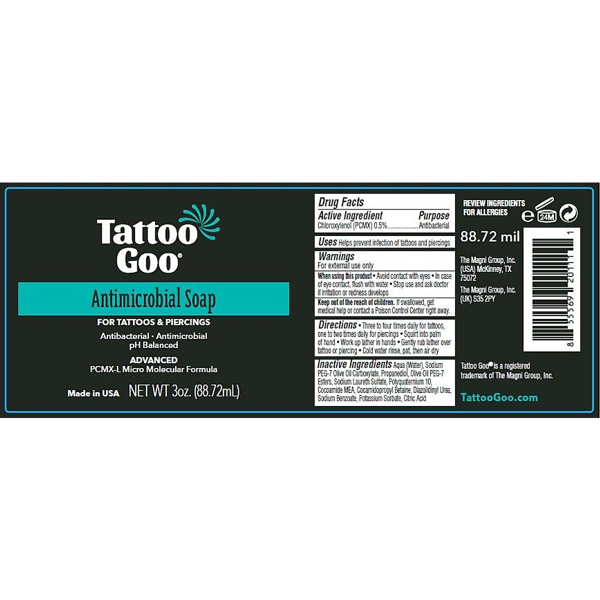 Tattoo Goo Aftercare Kit Includes Antimicrobial Soap, Balm, and Lotion, Tattoo Care for Color Enhancement + Quick Healing - Vegan, Cruelty-Free, Petroleum-Free, Tattoo Artist Gifts (3 Piece Set)