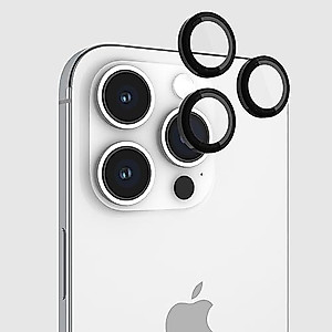 Pelican Camera Lens Protector w/ Aluminum Rings for iPhone 15 Pro Max/iPhone 15 Pro - 9H Tempered Glass - Durable Anti-Scratch, Anti-Shatter, HD View w/Night Shoot, Case Friendly, Easy Install - Black