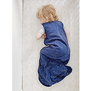 Woolino Big Kid Sleeping Bag, 4 Season Baby Sleep Sack, Merino Wool and Organic Cotton Wearable Blanket, 4-6 Years, NightSky