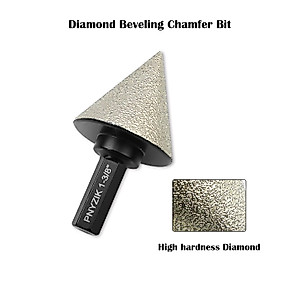 Diamond Beveling Chamfer Bit, 1-3/8 Inch (35mm) Hex Shank Diamond Countersink Drill Bits for Existing Hole Trimming Finishing Enlarging, Diamond Cone Tile Bit for Marble Ceramic Granite