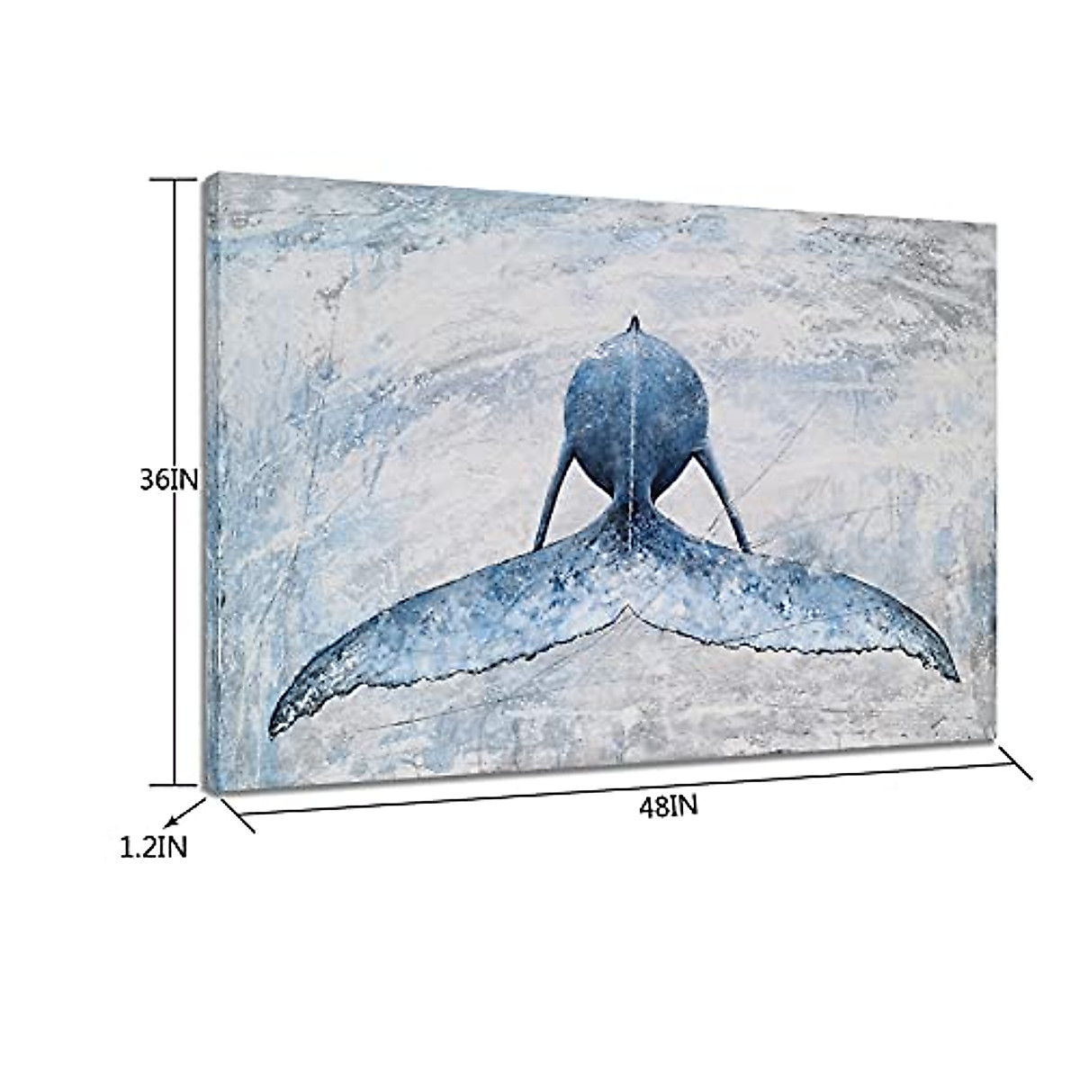 SYGALLERIER Coastal Canvas Wall Art - Blue and White Whale Paintings - Modern Abstract Tropical Fish Pictures with Textured for Bathroom Bedroom Living Room Decor