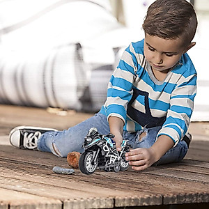 Diecast Motorcycle Toy - Pull Back Toy Cars with Sound and Light Toy,Motorcycle Toys for Boys,Toys for 3-9 Year Old Boys (Blue)