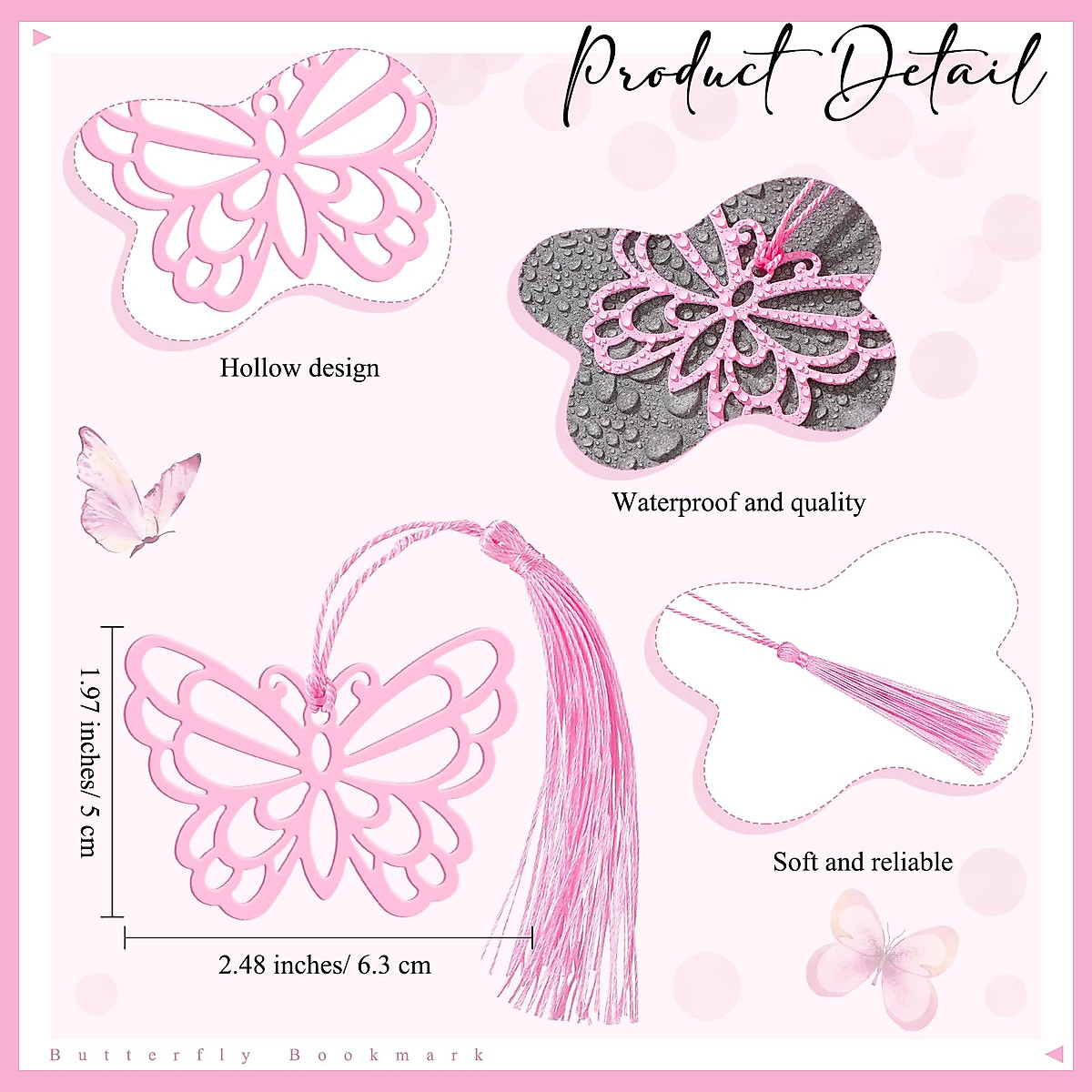 Humyoun 50 Sets Baby Shower Favors for Guests Bulk 50 Metal Book Marks Butterfly Bookmarks 50 Mini Thank You Cards 50 Organza Bags for Baby Shower Guests Souvenirs Reading Lover Gifts