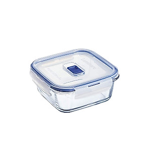Luminarc Pure Box Active Glass Food Storage Container with Sliding Vent Lid (Square 1.6 Cups / 380ML)